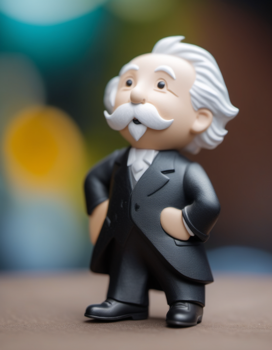 An AI image (Monopoly man) in the style of Albert Einstein ...