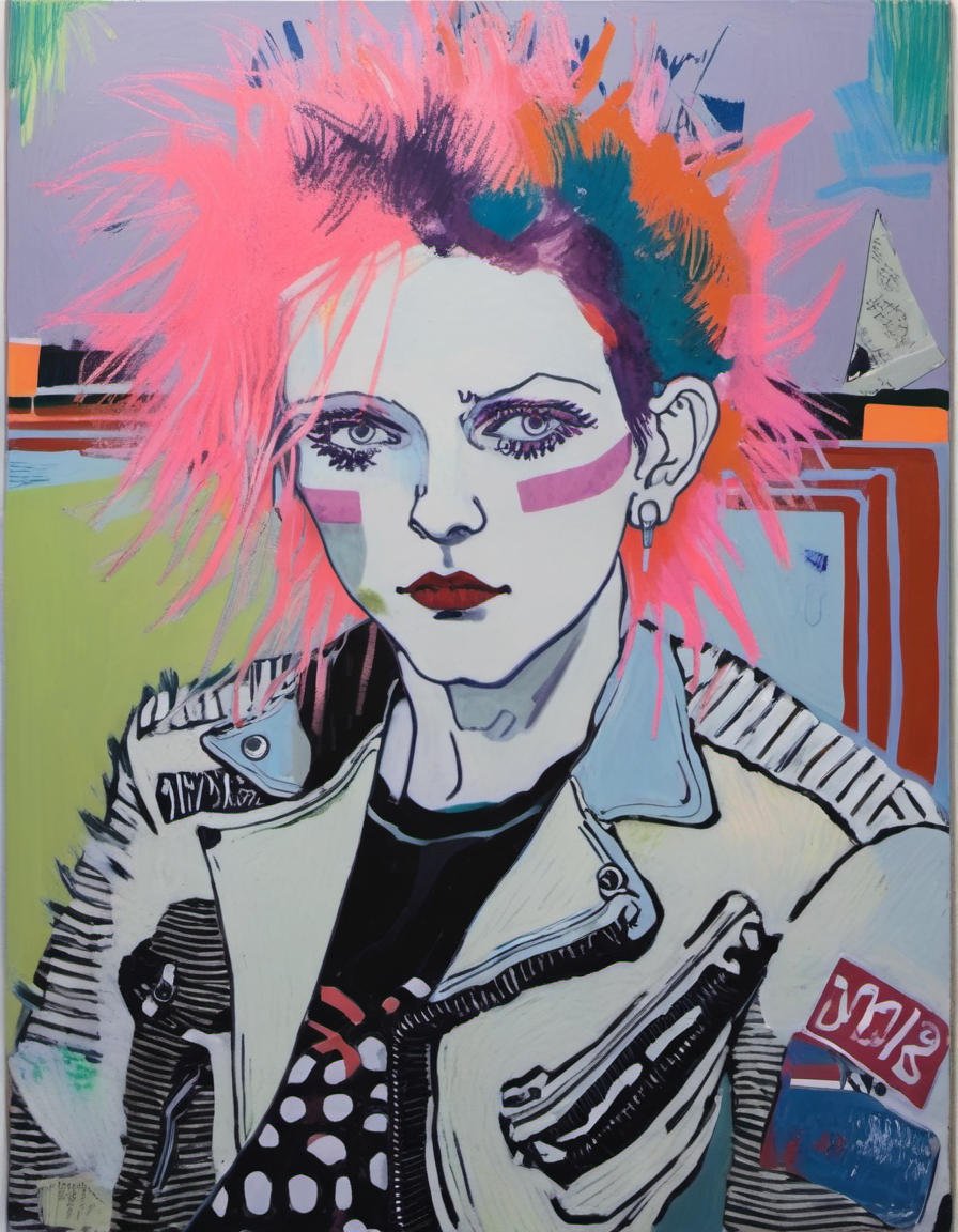 An AI image (Punk Scene) in the style of Hope Gangloff - StableGenius.ai