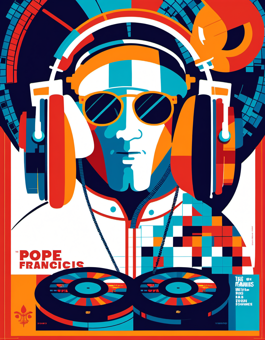 An AI image (DJ Pope) in the style of Tom Whalen - StableGenius.ai