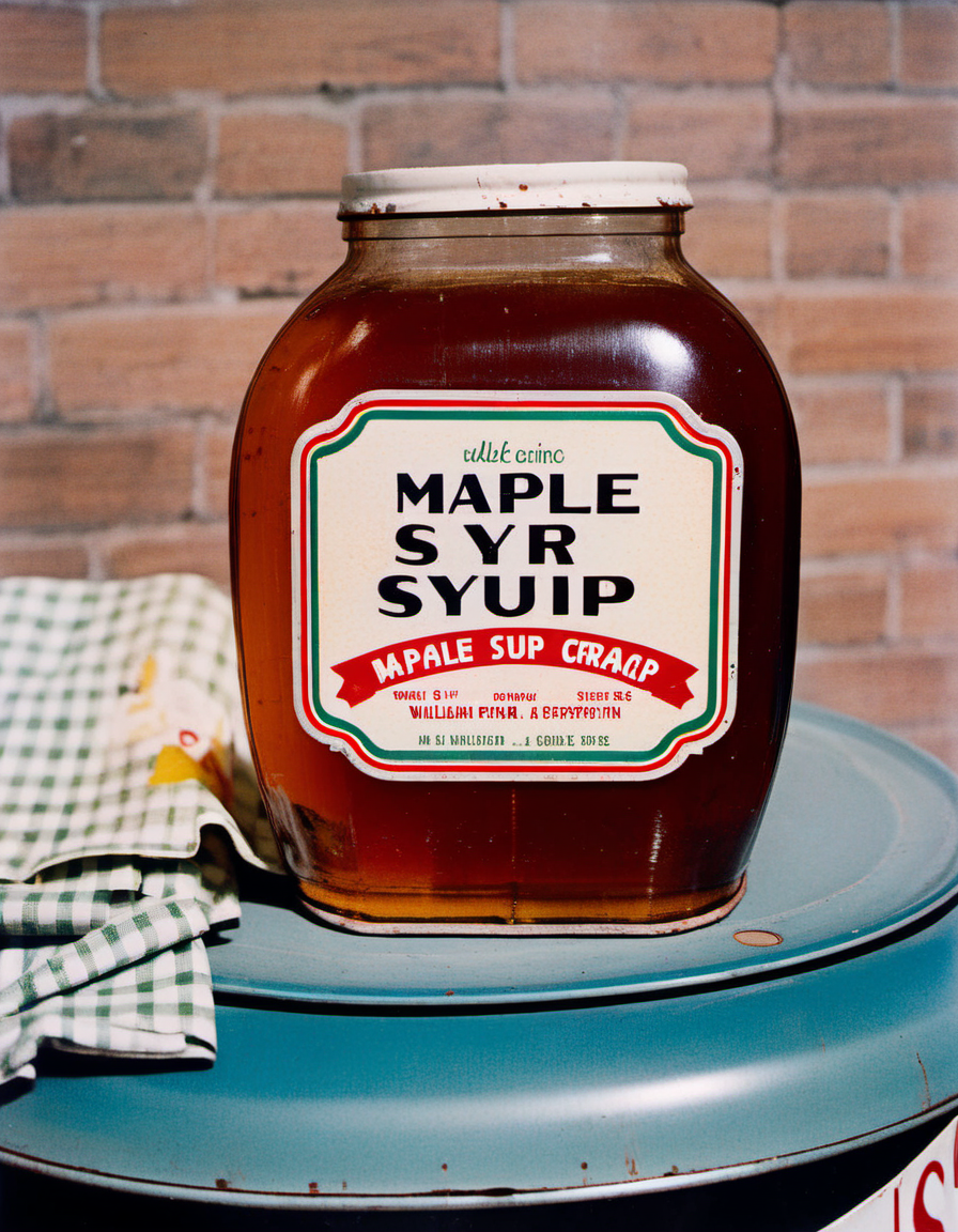 An AI image (Maple Syrup Label) in the style of William Eggleston ...