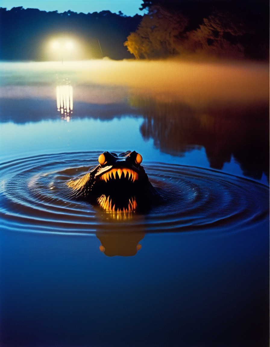An AI image (Lake monster) in the style of William Eggleston ...