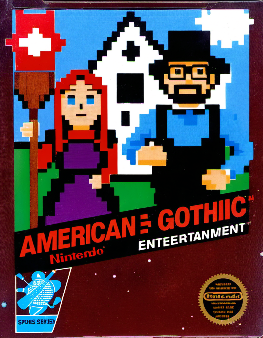 An AI image (American Gothic) in the style of Vintage Video Game Covers ...