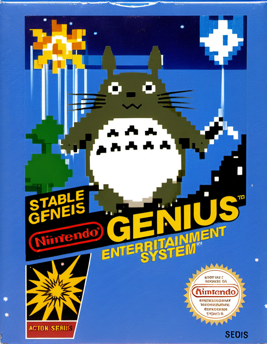 An AI image (Totoro) in the style of Vintage Video Game Covers ...