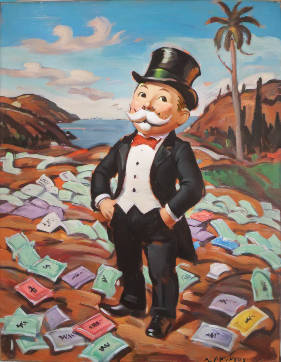 An AI image (Monopoly man) in the style of A. Y. Jackson - StableGenius.ai