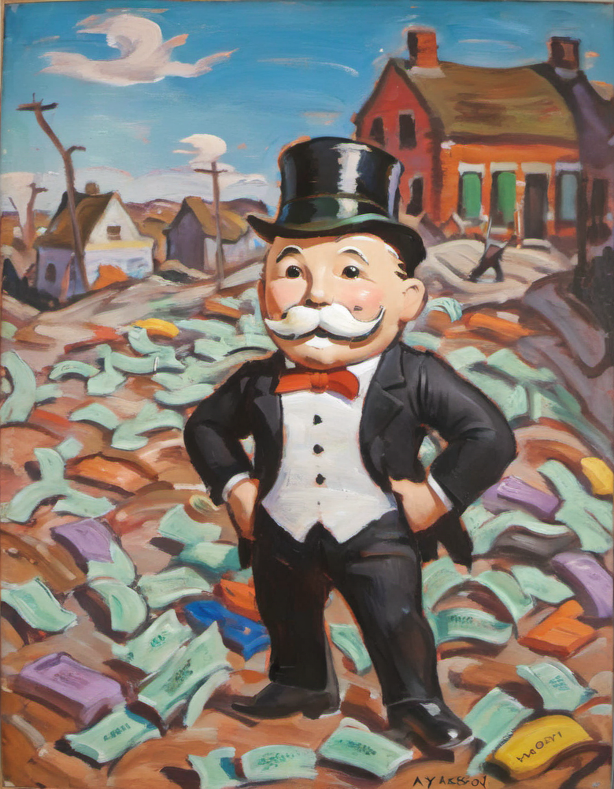 An AI image (Monopoly man) in the style of A. Y. Jackson - StableGenius.ai