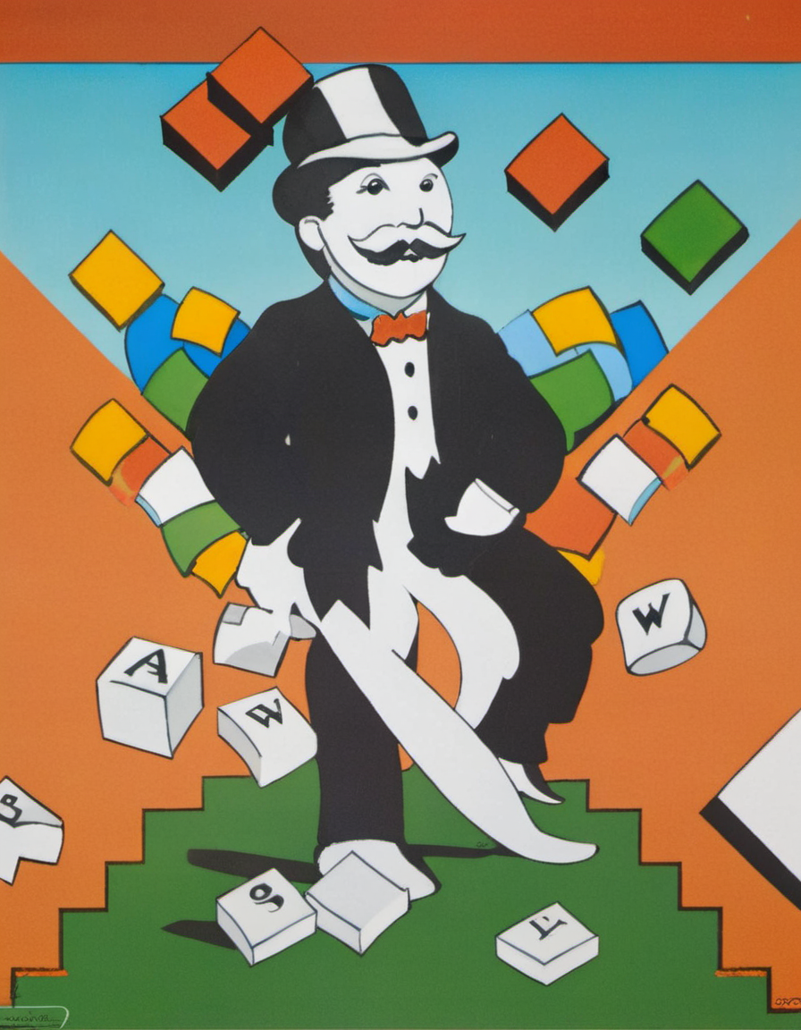 An AI image (Monopoly man) in the style of Milton Glaser - StableGenius.ai
