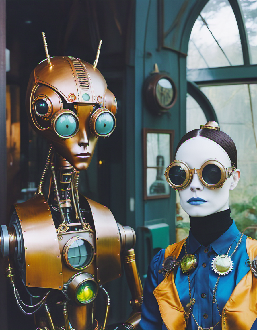 An AI image (Steampunk selfie) in the style of Tina Barney ...